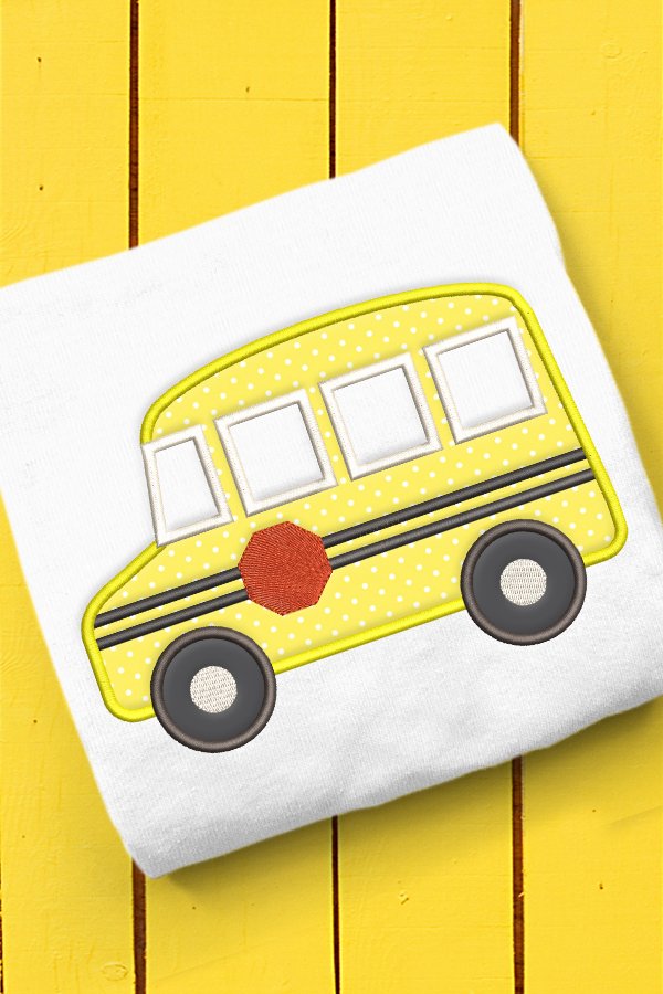 Little School Bus Applique Embroidery Design