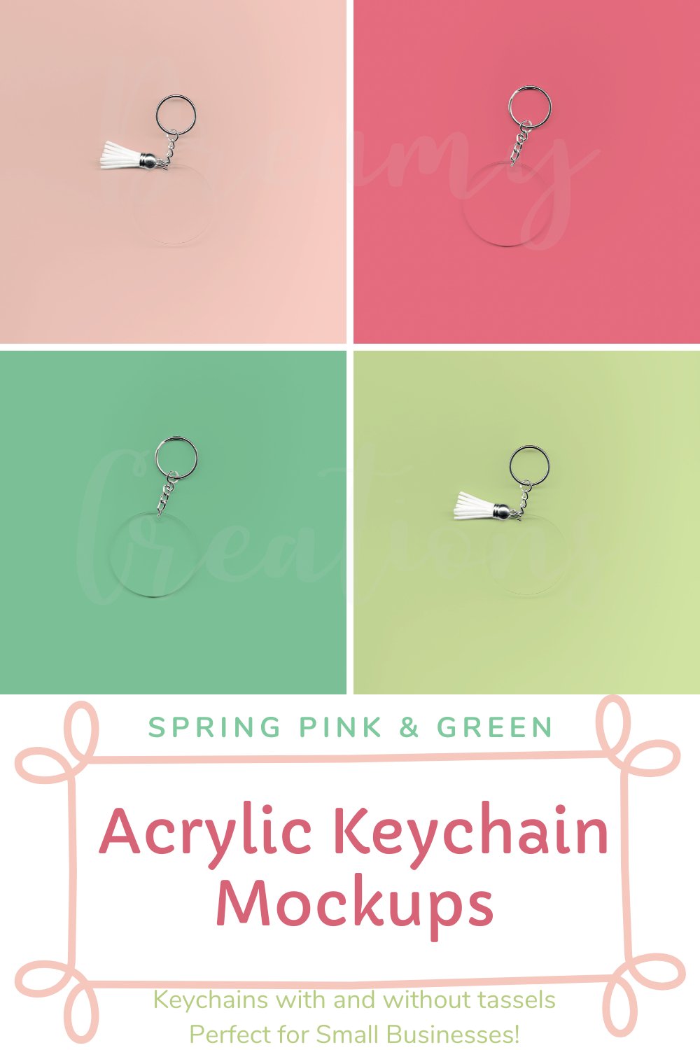 Spring Pink & Green Clear Acrylic Mockups (1281667)