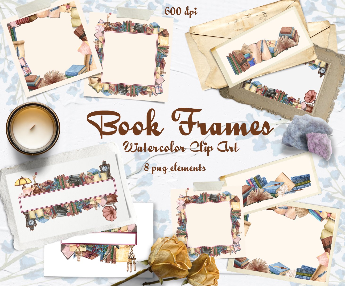 Vintage Book Frames 600dpi