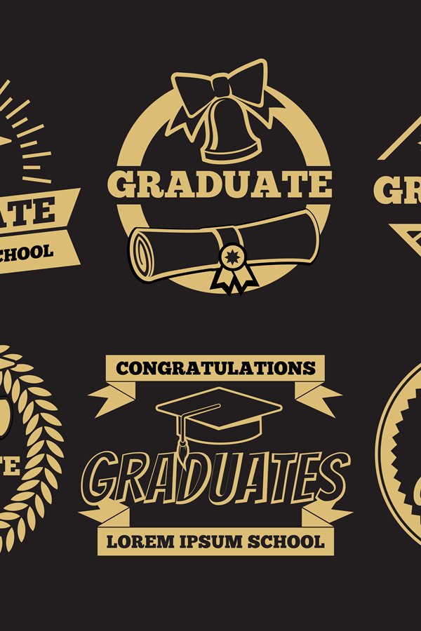 Vintage student graduate vector badges. Graduation (909067)