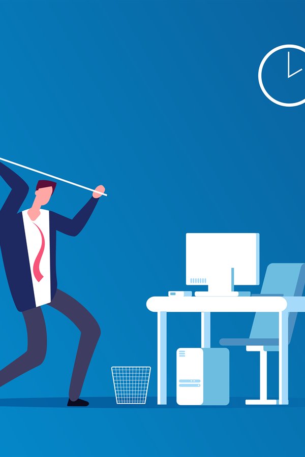 Man crashes computer. Frustrated angry user with hammer cras