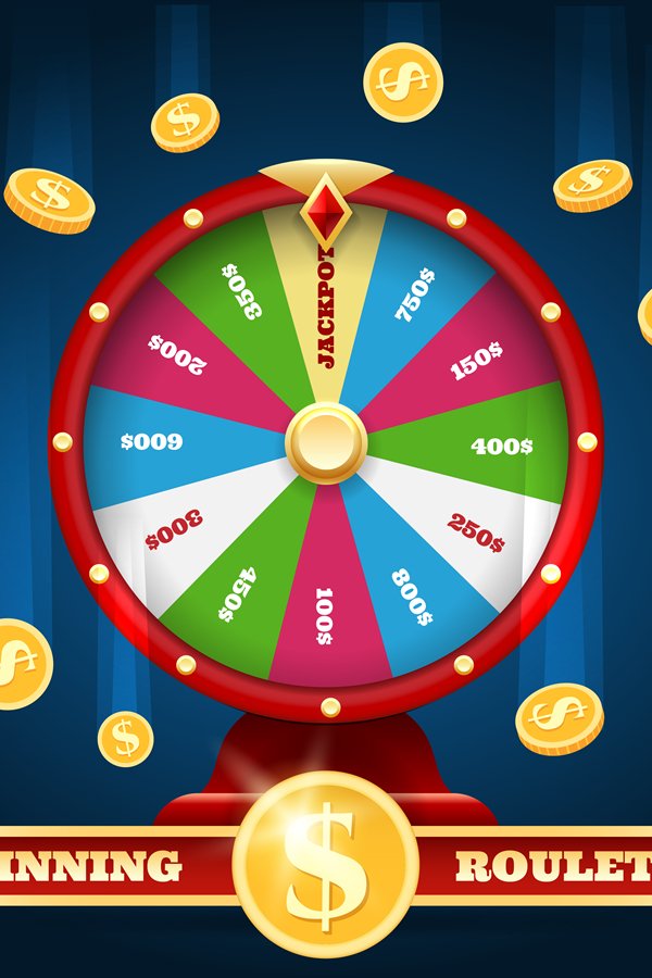 Jackpot lucky wheel and winner money rain