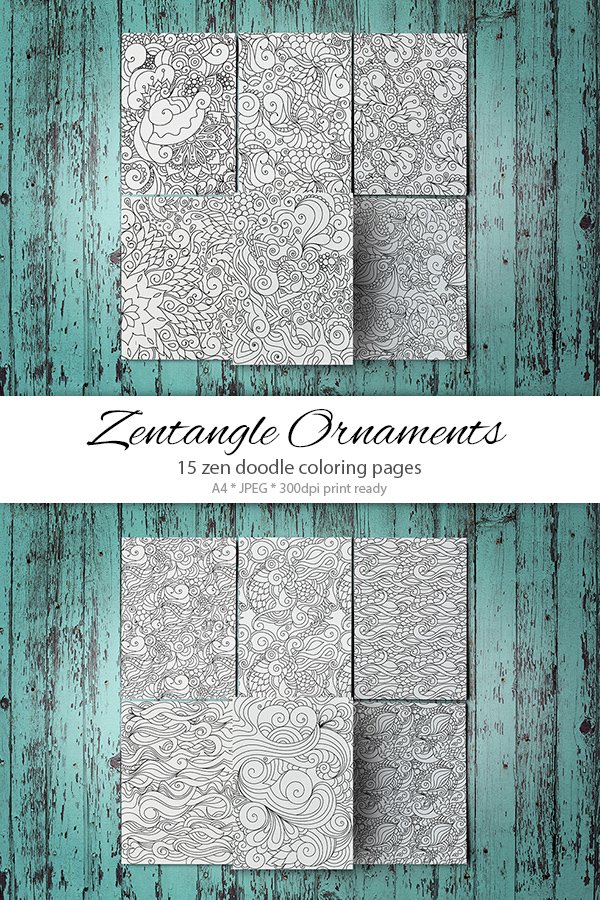15 zentangle inspired zen doodle therapeutic coloring pages
