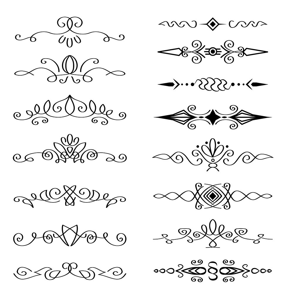 Text dividers set, collection of paragraph dividers