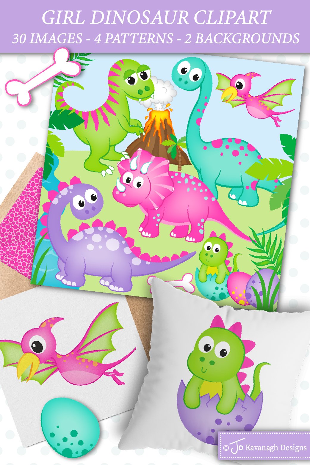 Dinosaur clipart, Girl Dinosaurs graphics (729791)