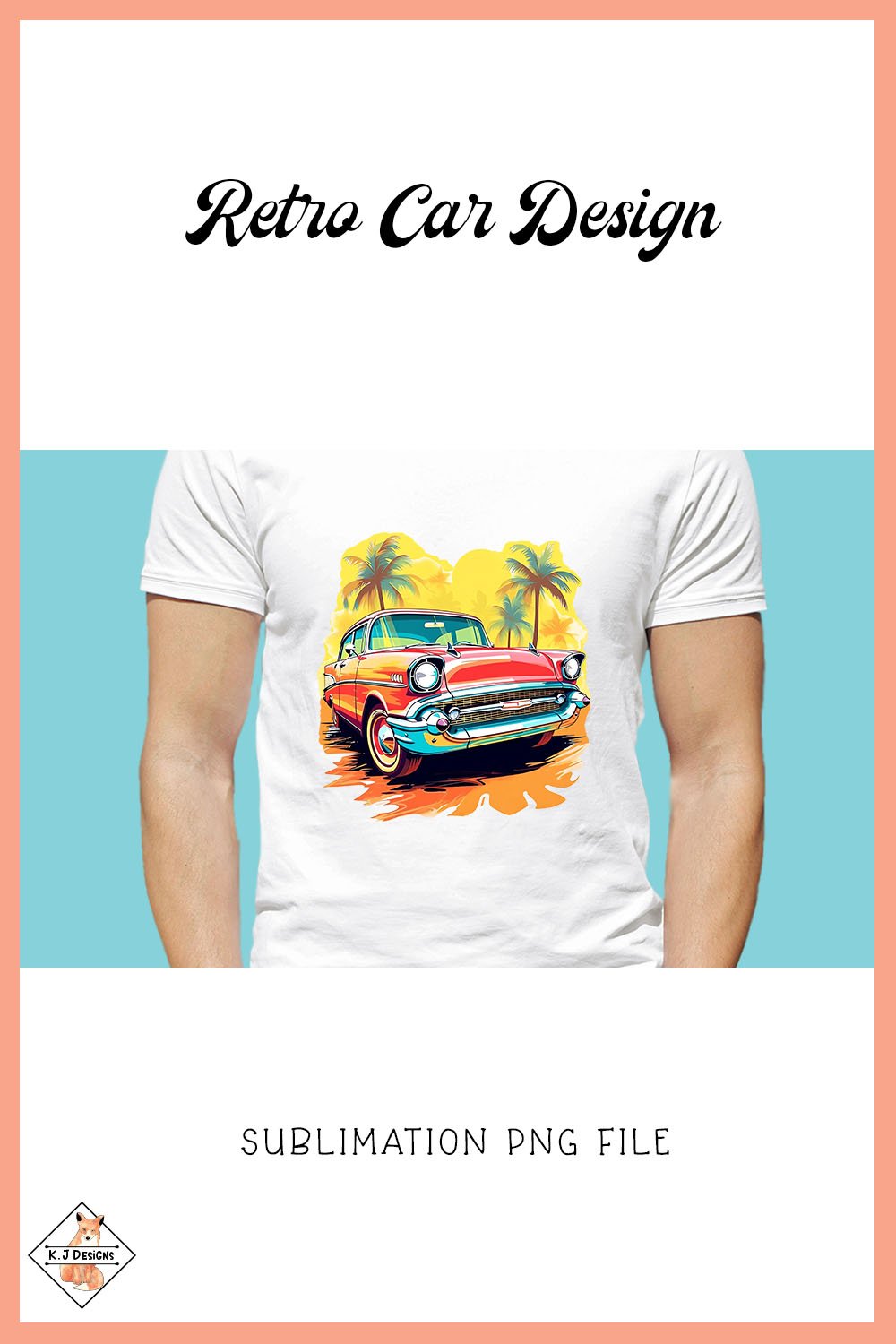 Retro Car Design Sublimation PNG