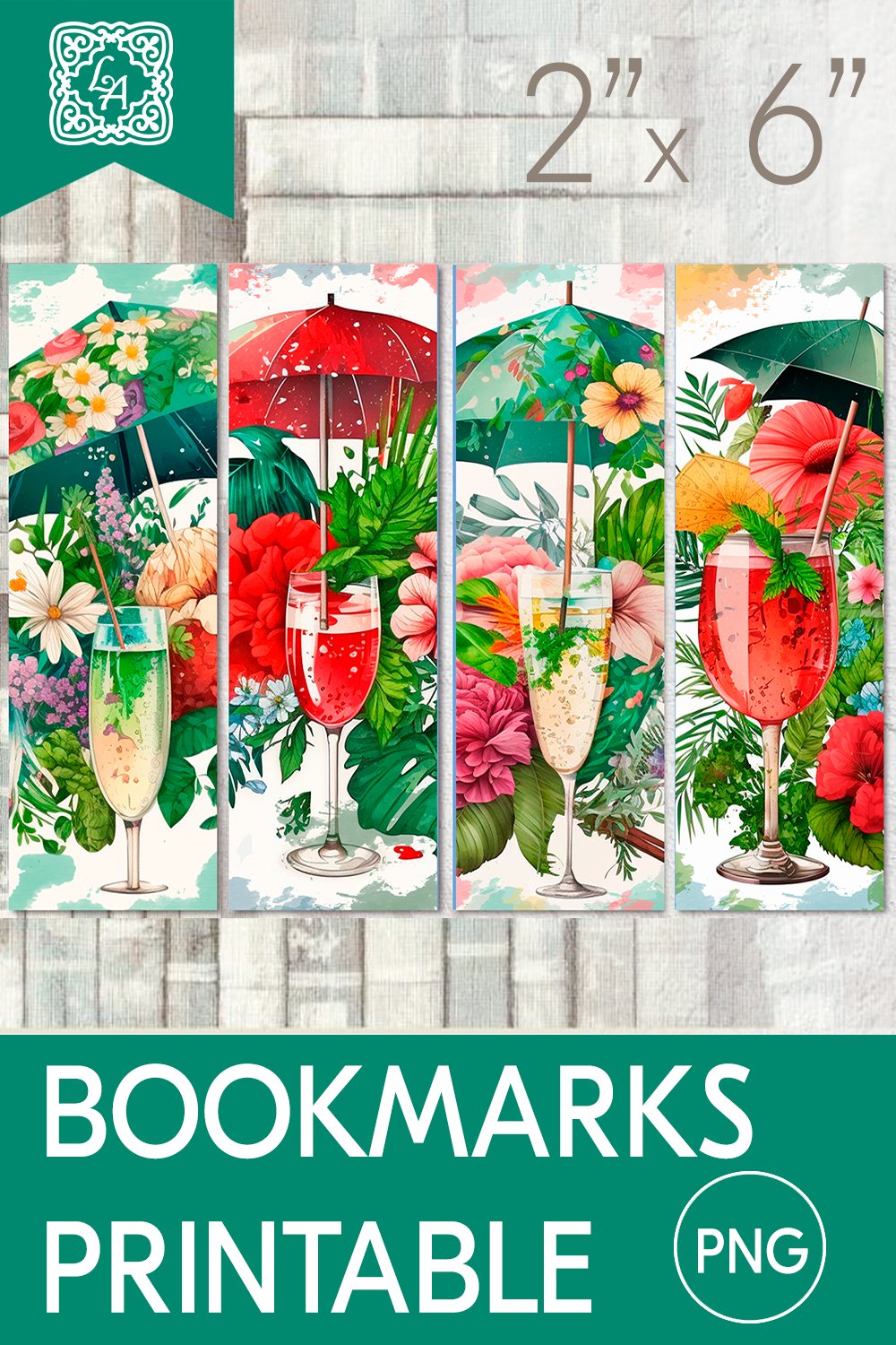Tropical Coctail Printable Bookmark 4 PNG