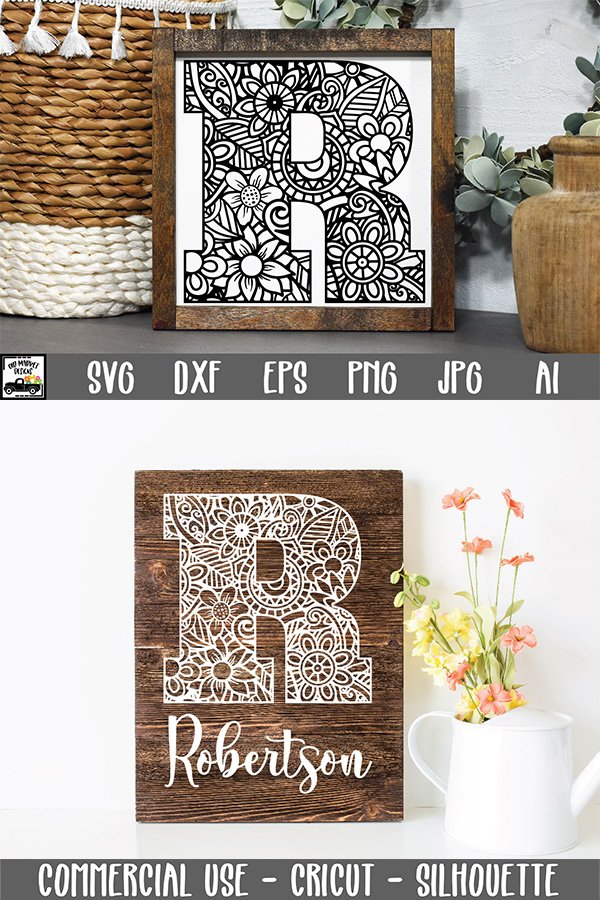 Letter R SVG Cut File|Mandala Monogram Letter R SVG File