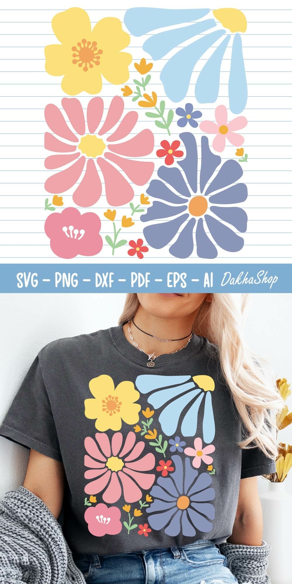 Boho Flower SVG PNG Abstract Flowers SVG Reto Boho (5040899)