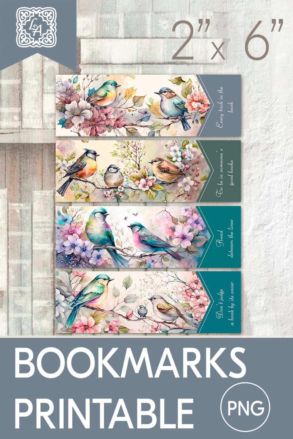 Birds & Flowers Printable Bookmark