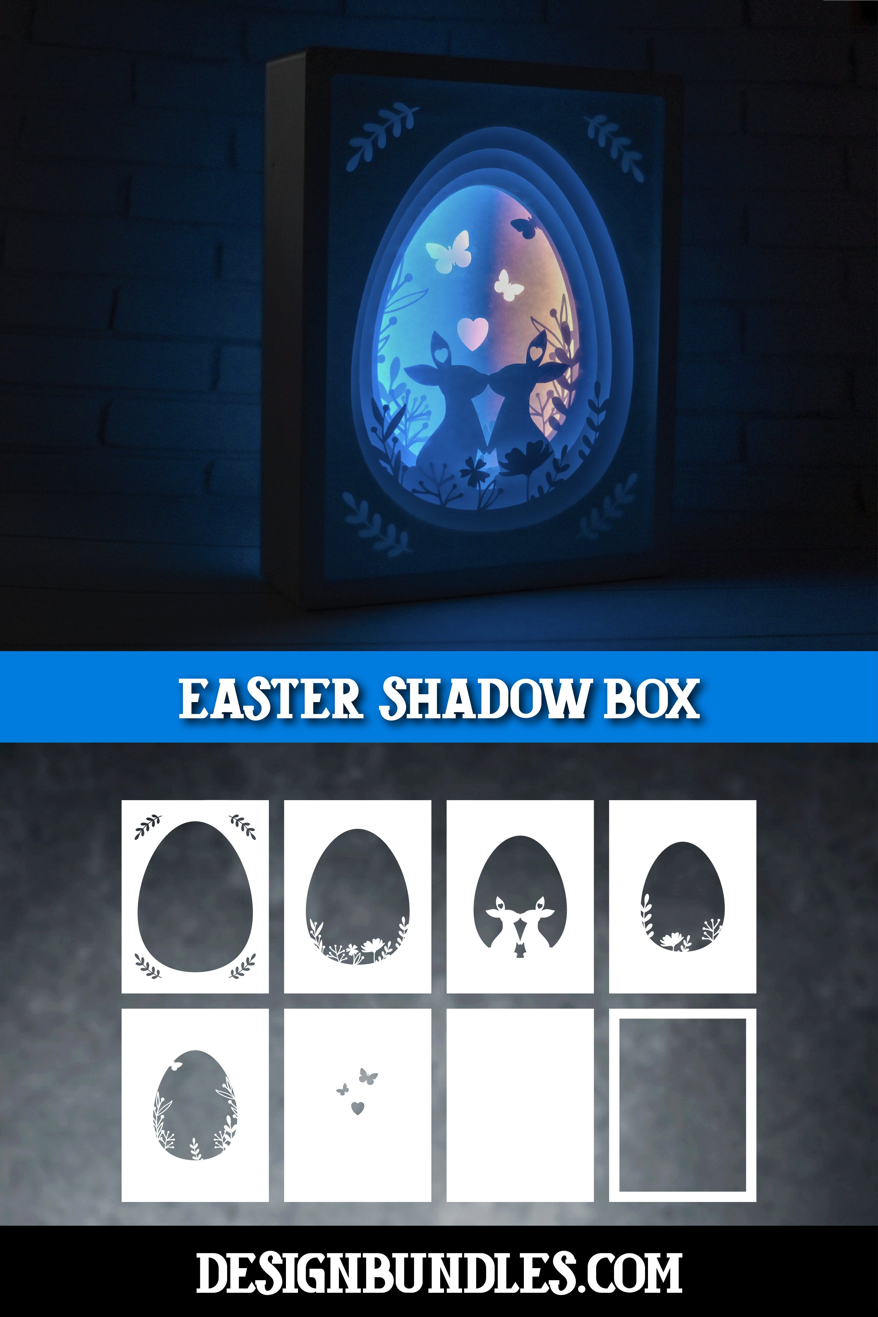 Easter shadow box, bunny SVG, 3d paper cut SVG, (1742082)