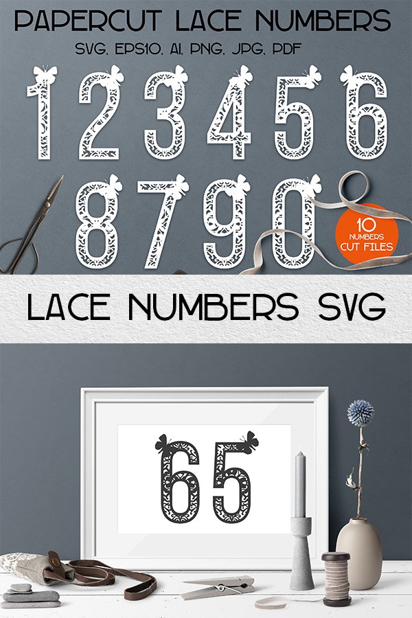 Paper cut Lace Numbers Set, Numerical Monogram SVG (1179388)