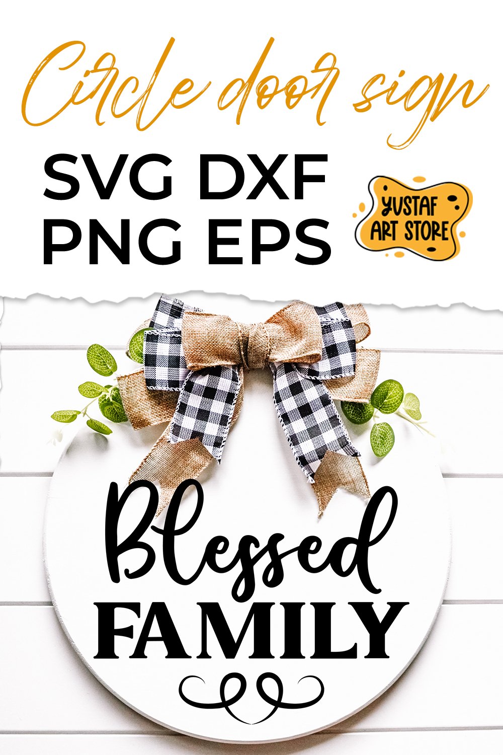 Circle door sign Blessed Family SVG