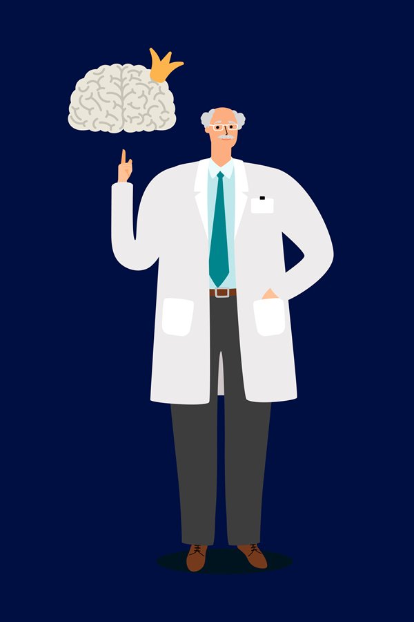 Professor doctor and human brain