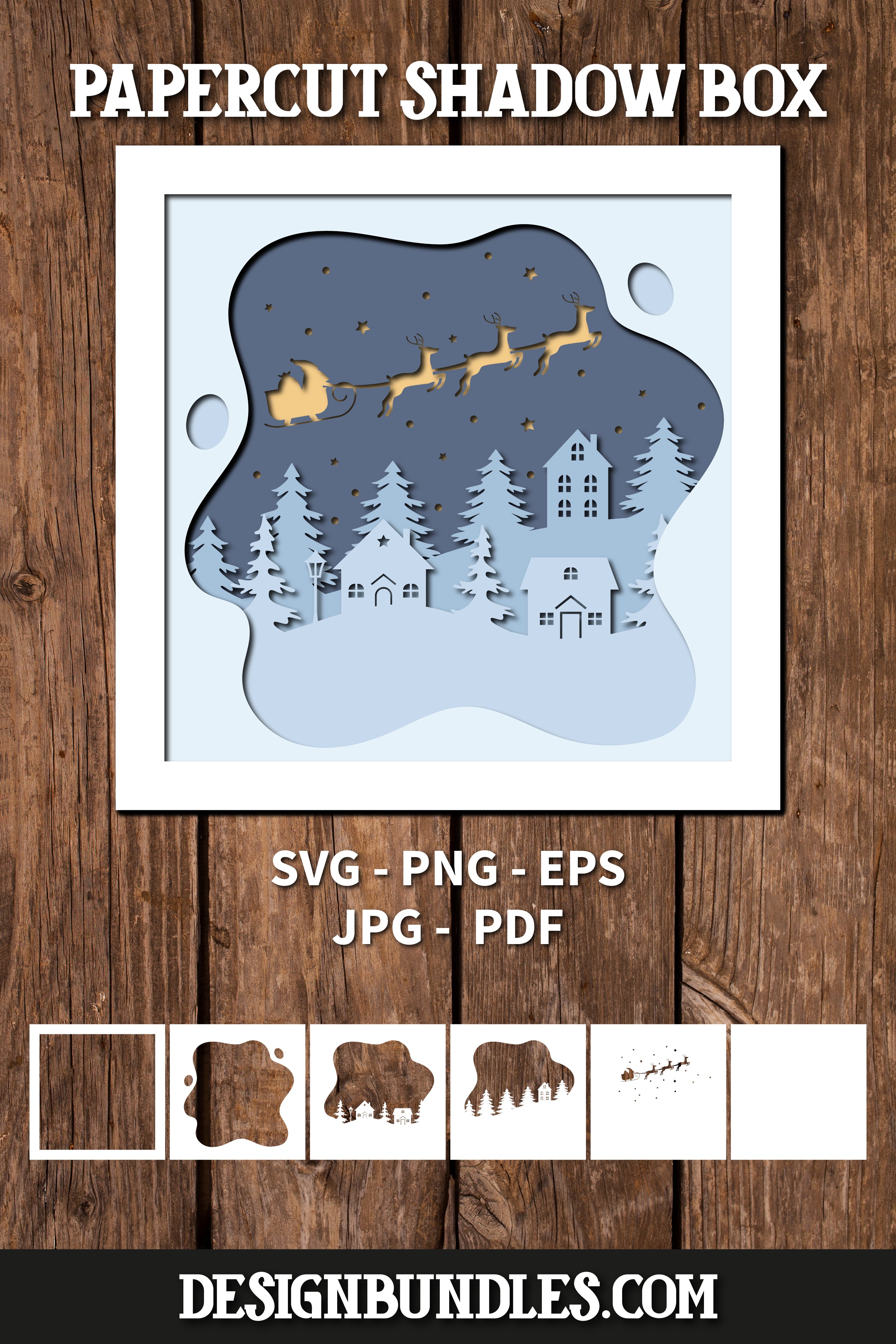 Christmas shadow box 8x8 template,Winter (1616251)
