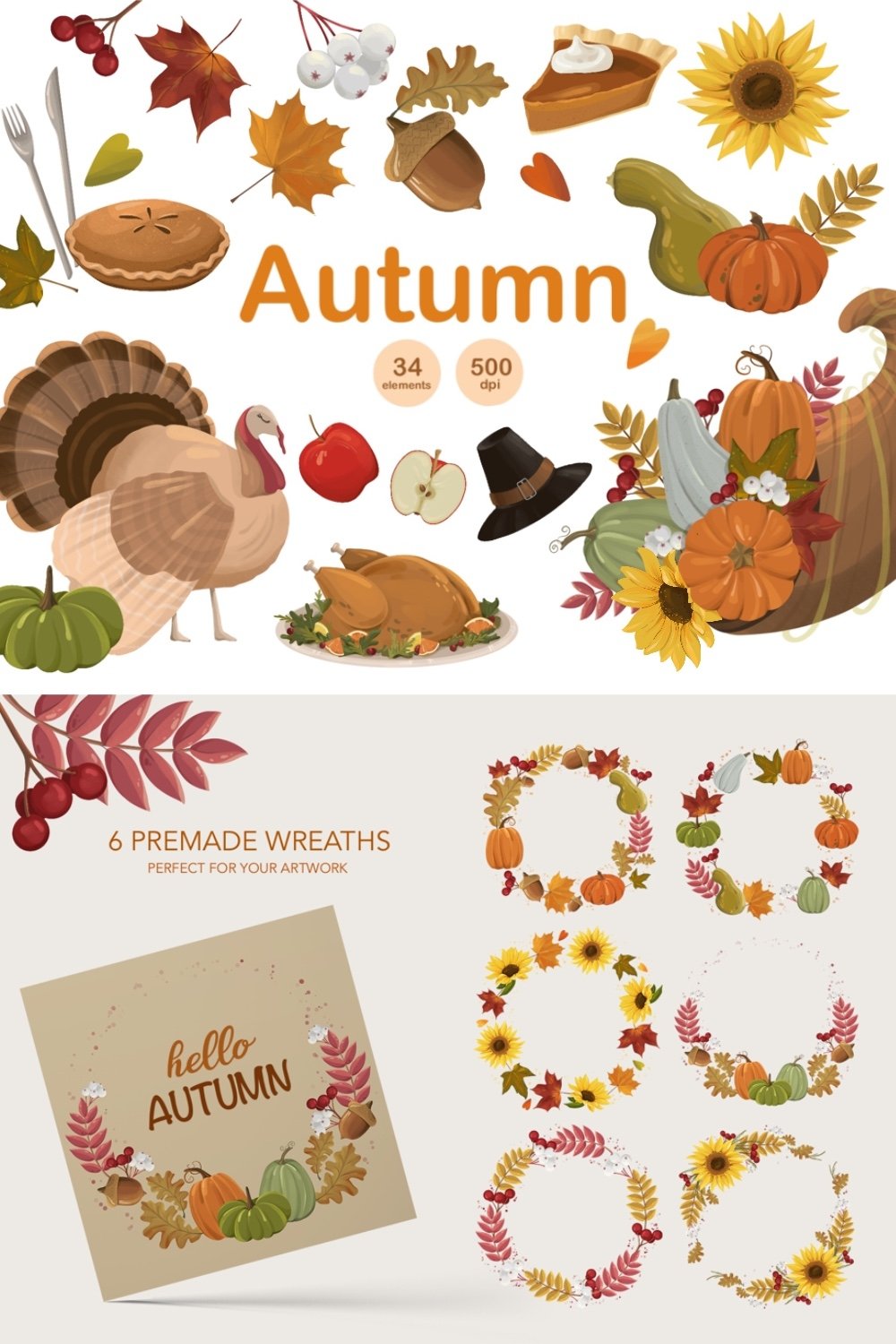 Fall Autumn Pumpkin, Thanksgiving Clipart