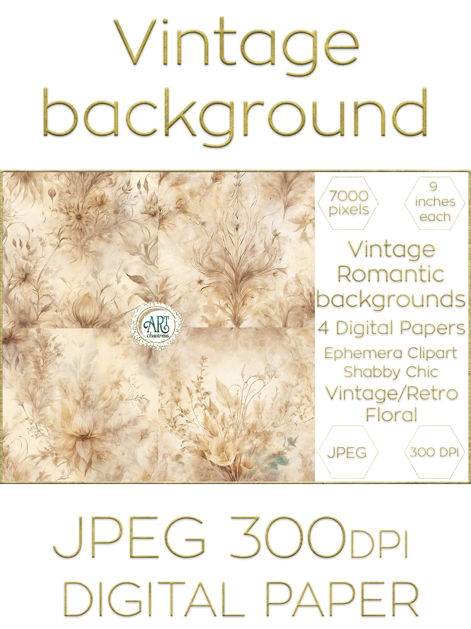 Vintage Classic digital papers Bohemian Floral (3104432)