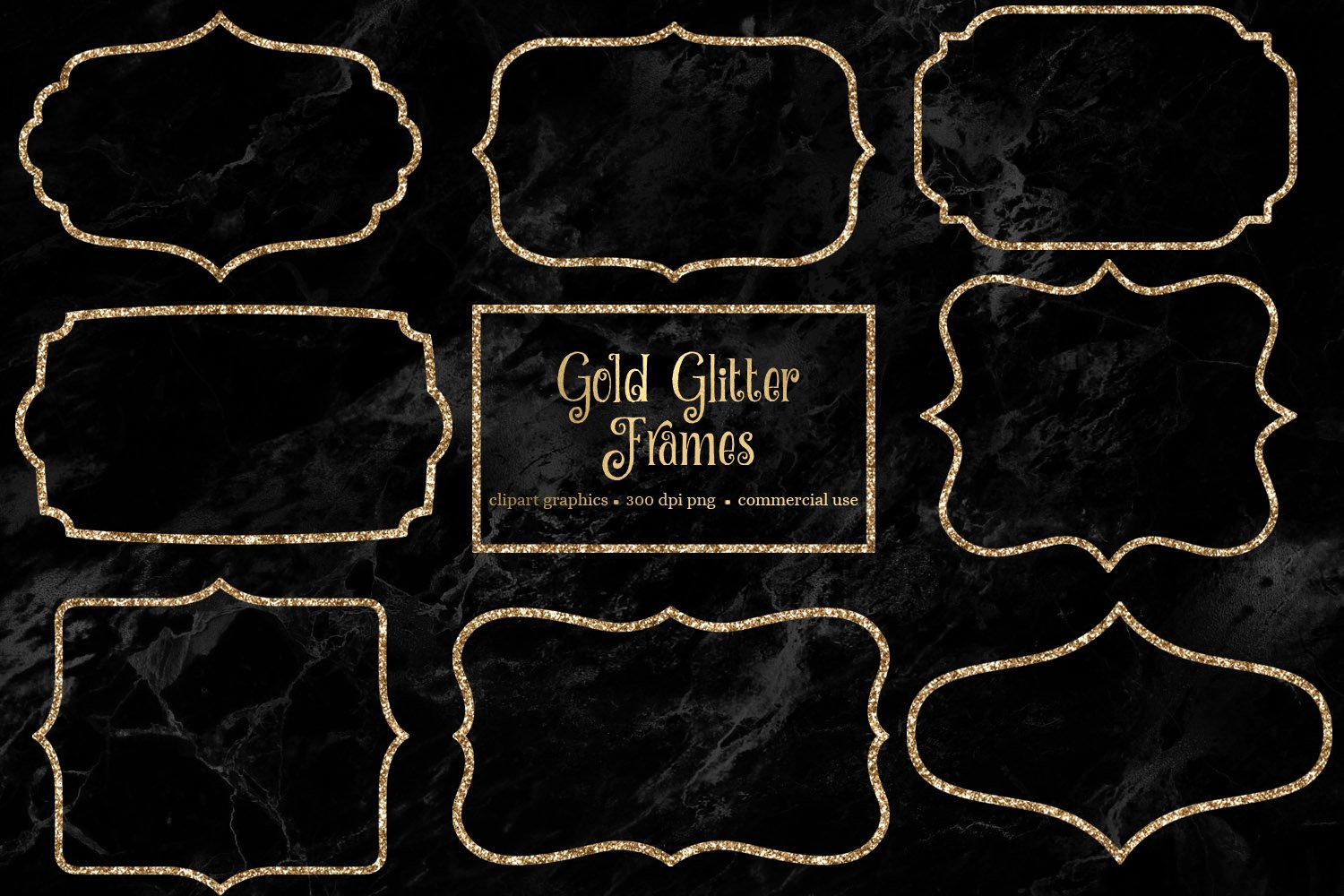 Gold Glitter Frames Clipart (652653)