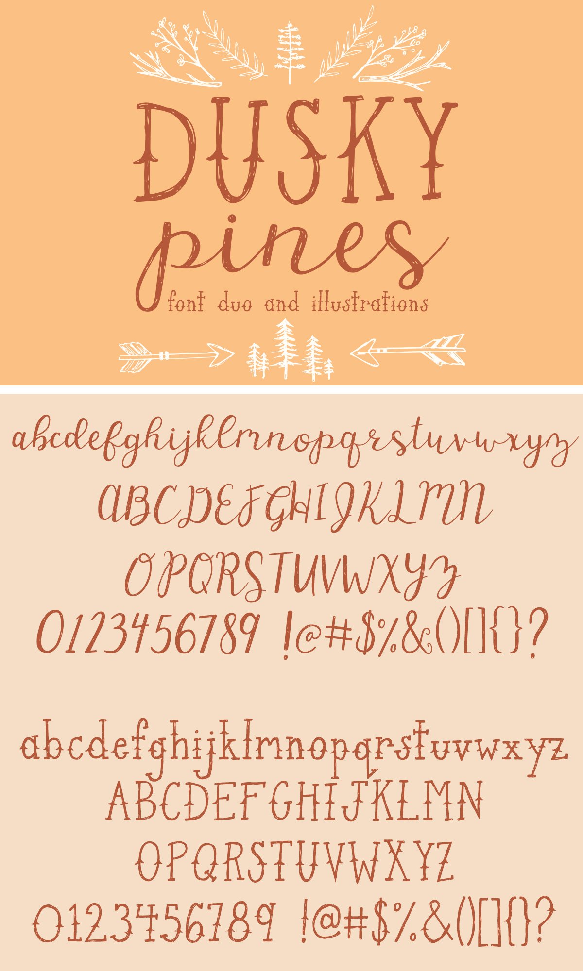Dusky Pines Font and Illustrations