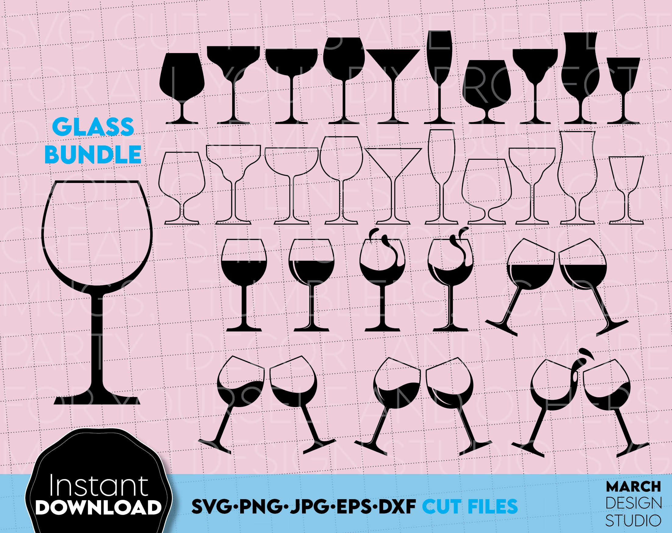 Wine Glasses Bundle SVG Wine SVG glass svg (1249893)