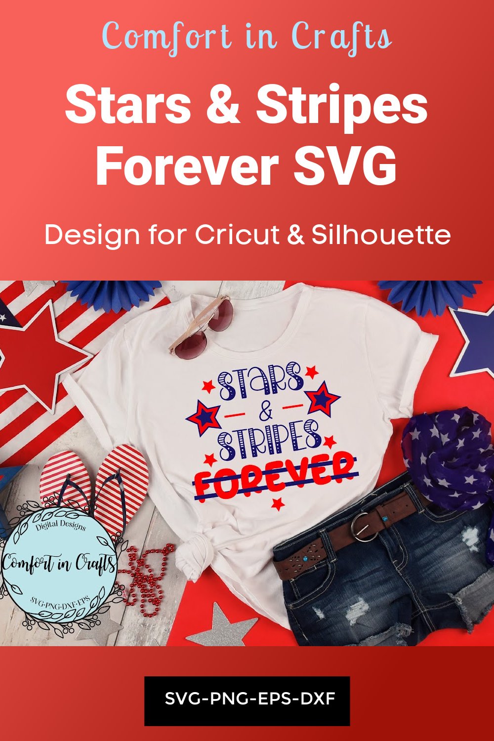 Stars & Stripes Forever SVG and Sublimation design