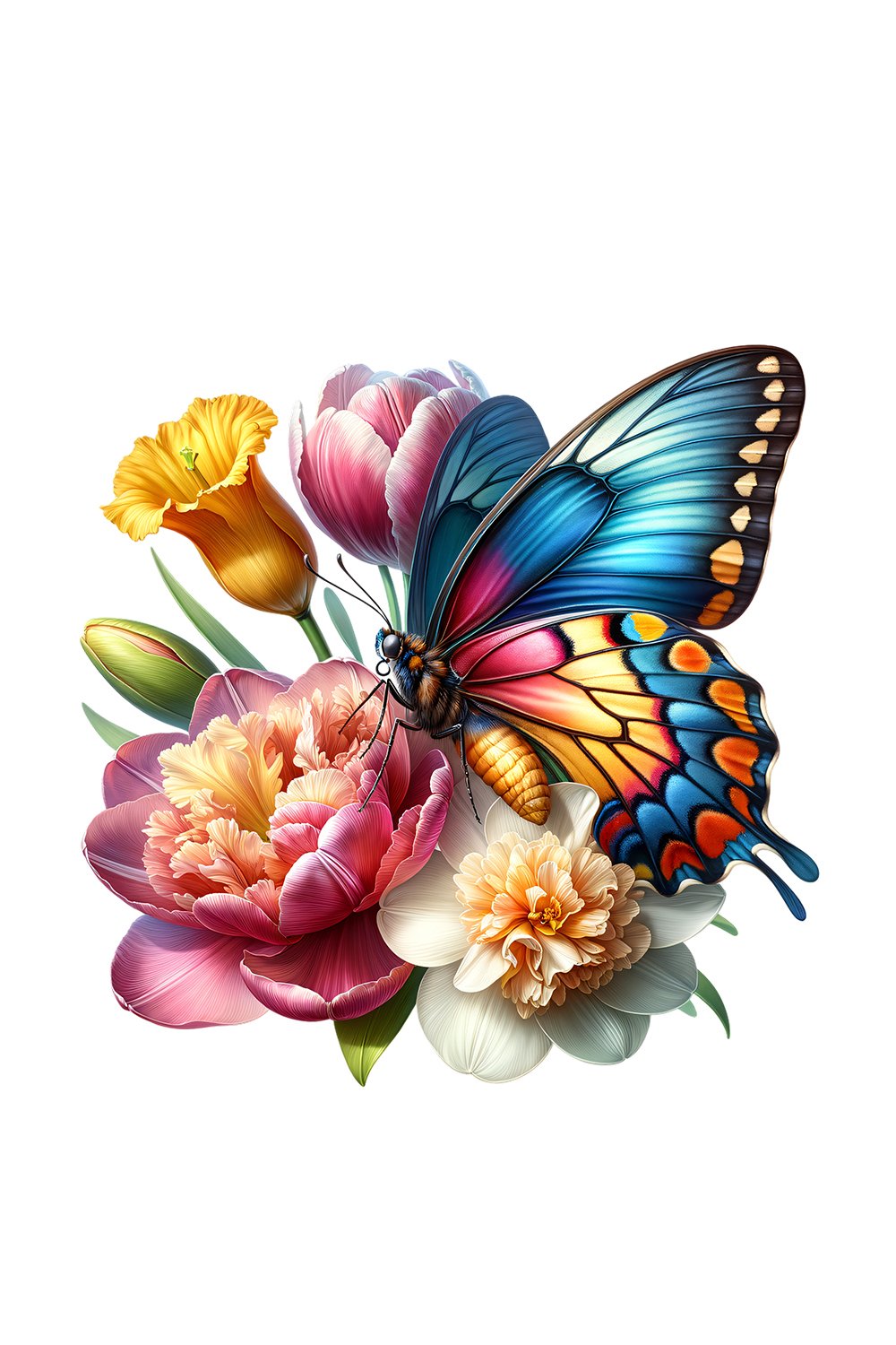 Butterfly with Floral Clipart, Spring Clipart (3518369)