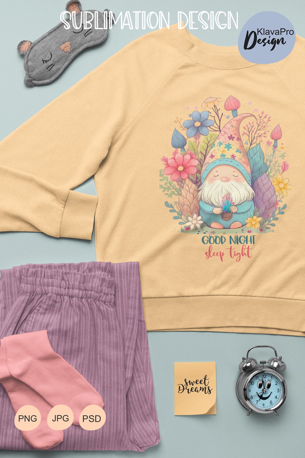 Good Night Sleep Tight. Gnome sublimation