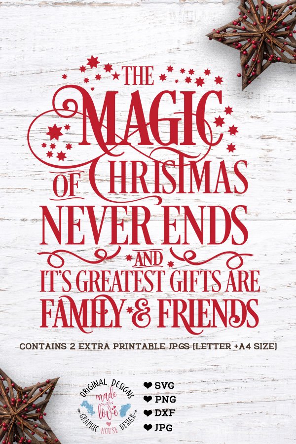 The Magic of Christmas never ends Cut File and Printable