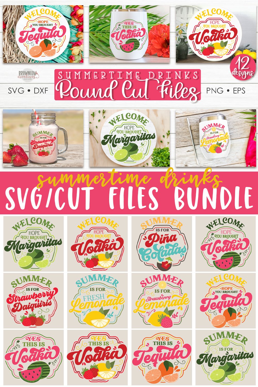 Summer Drink SVG Bundle, Summer SVG Bundle