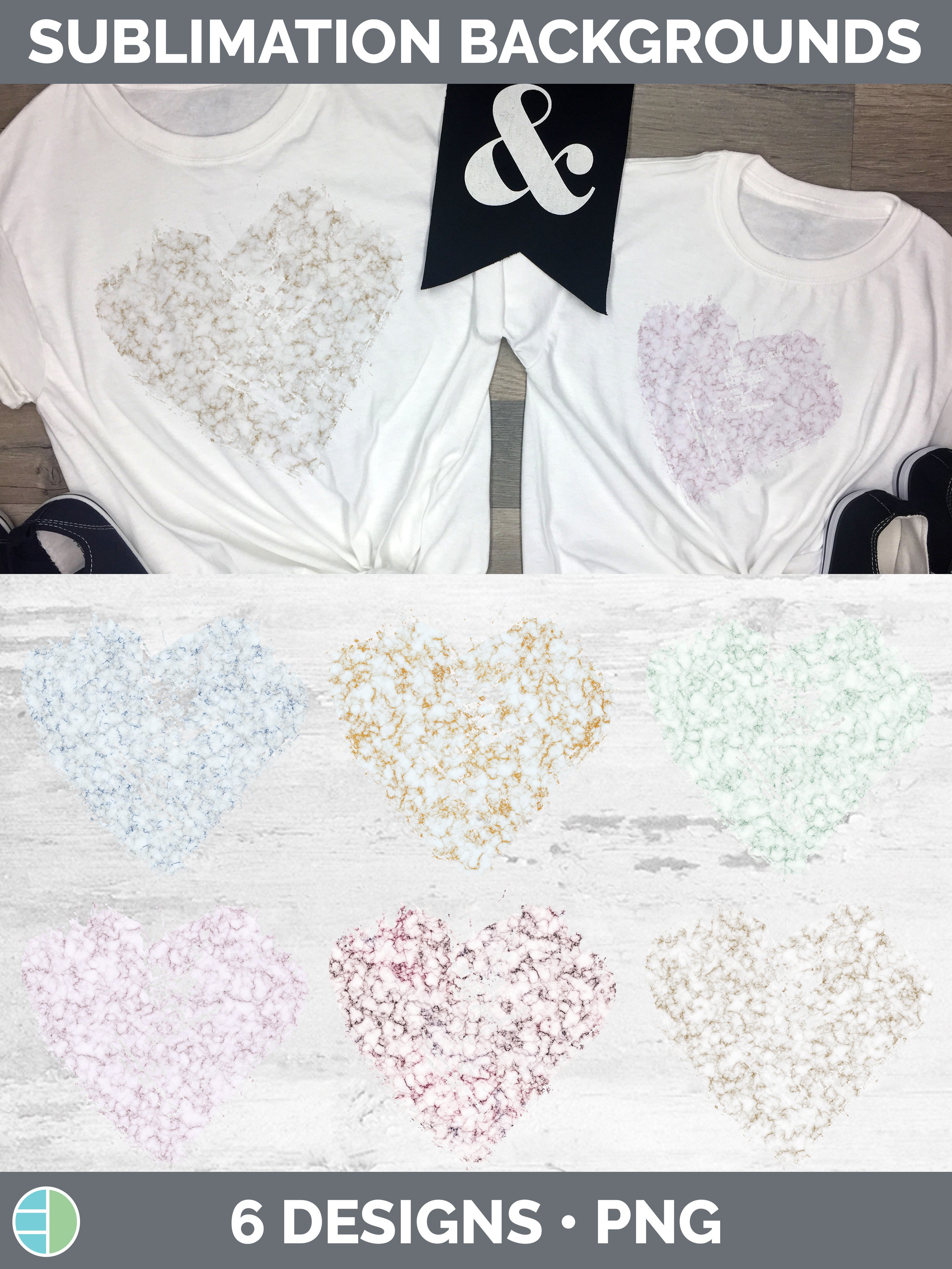 Marble Distressed Heart Clipart | Sublimation Designs