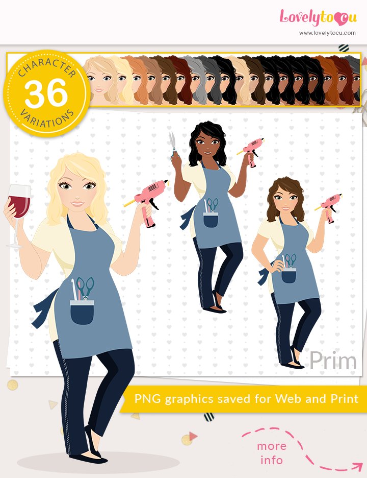 Crafty woman character clipart LVC60 Prim