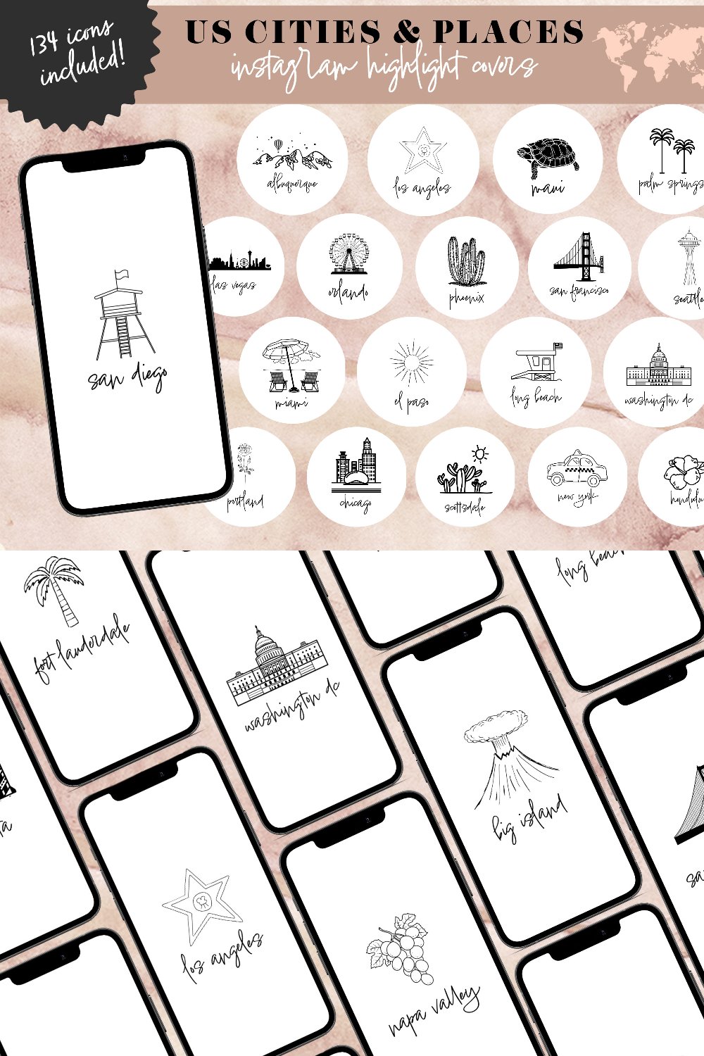 us cities travel instagram highlight covers