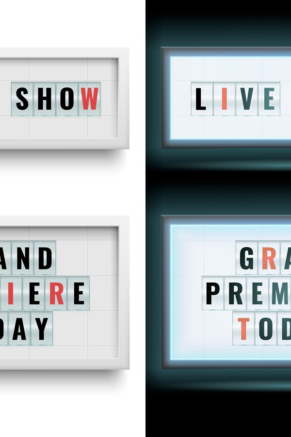 Cinema lightbox sign. Illuminated light box billboard panels