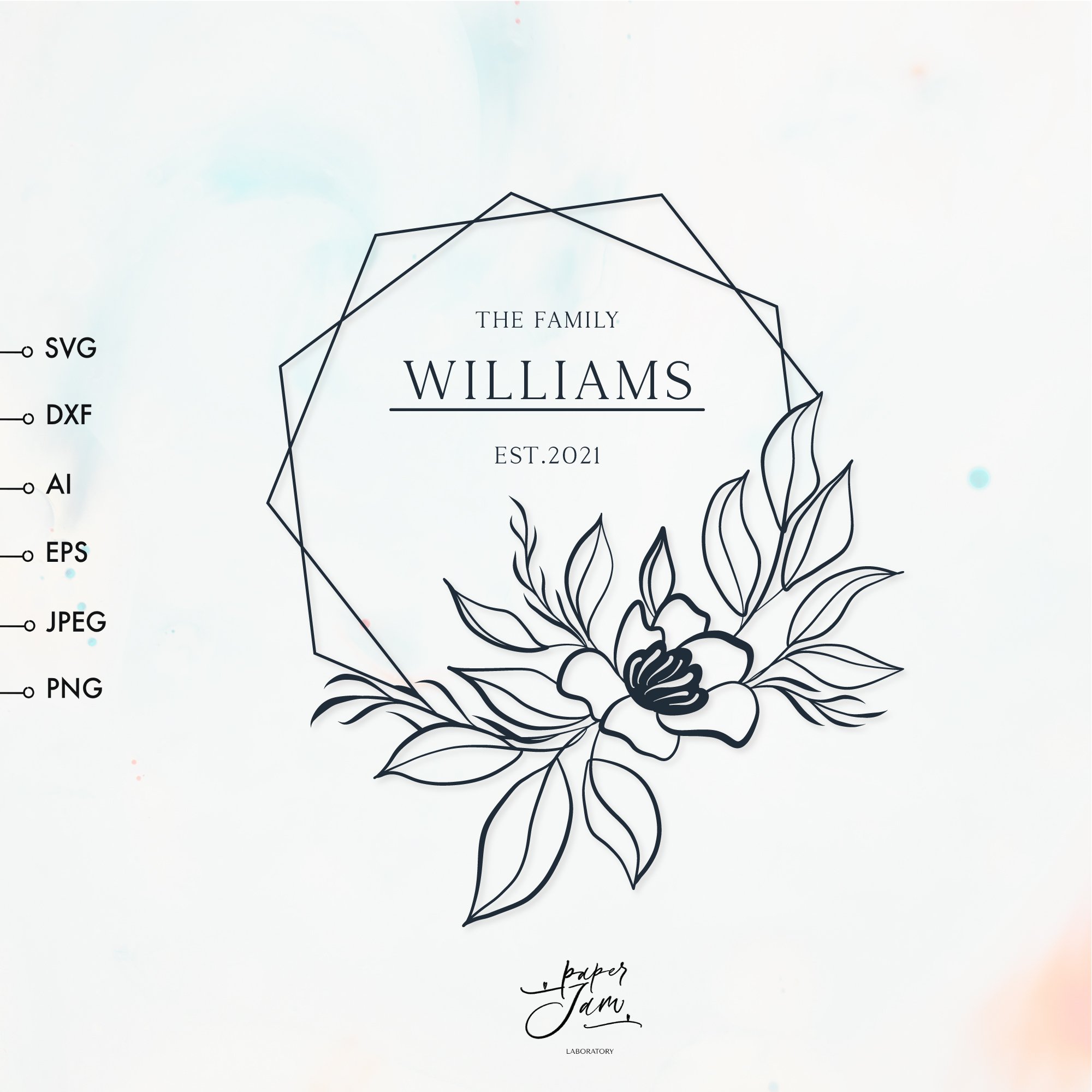 Floral monogram frame svg Wedding monogram frame SVG