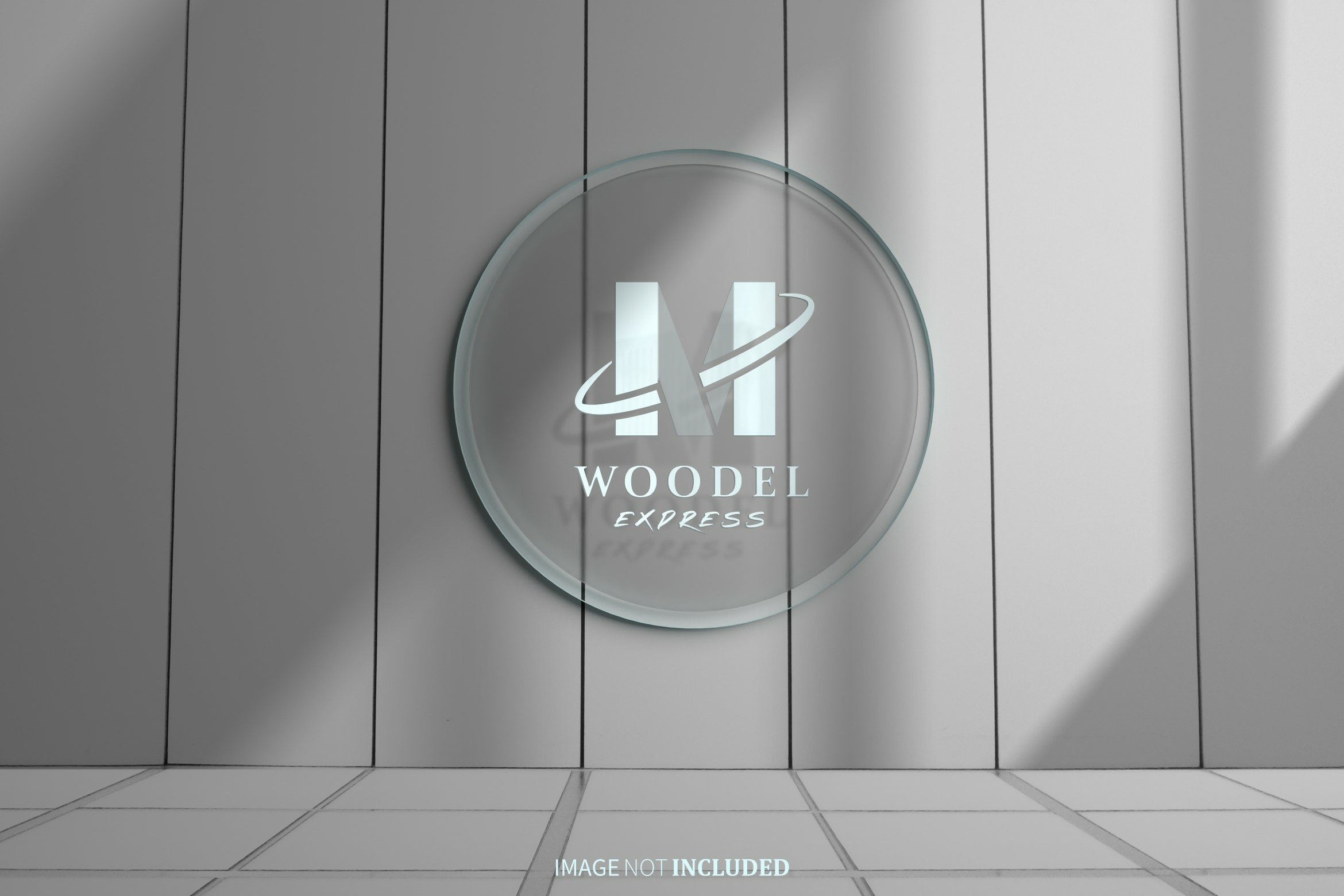 realistic sign glass logo mockup psd