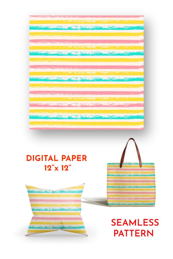 Digital paper, seamless striped colorful pattern.PNG, EPS