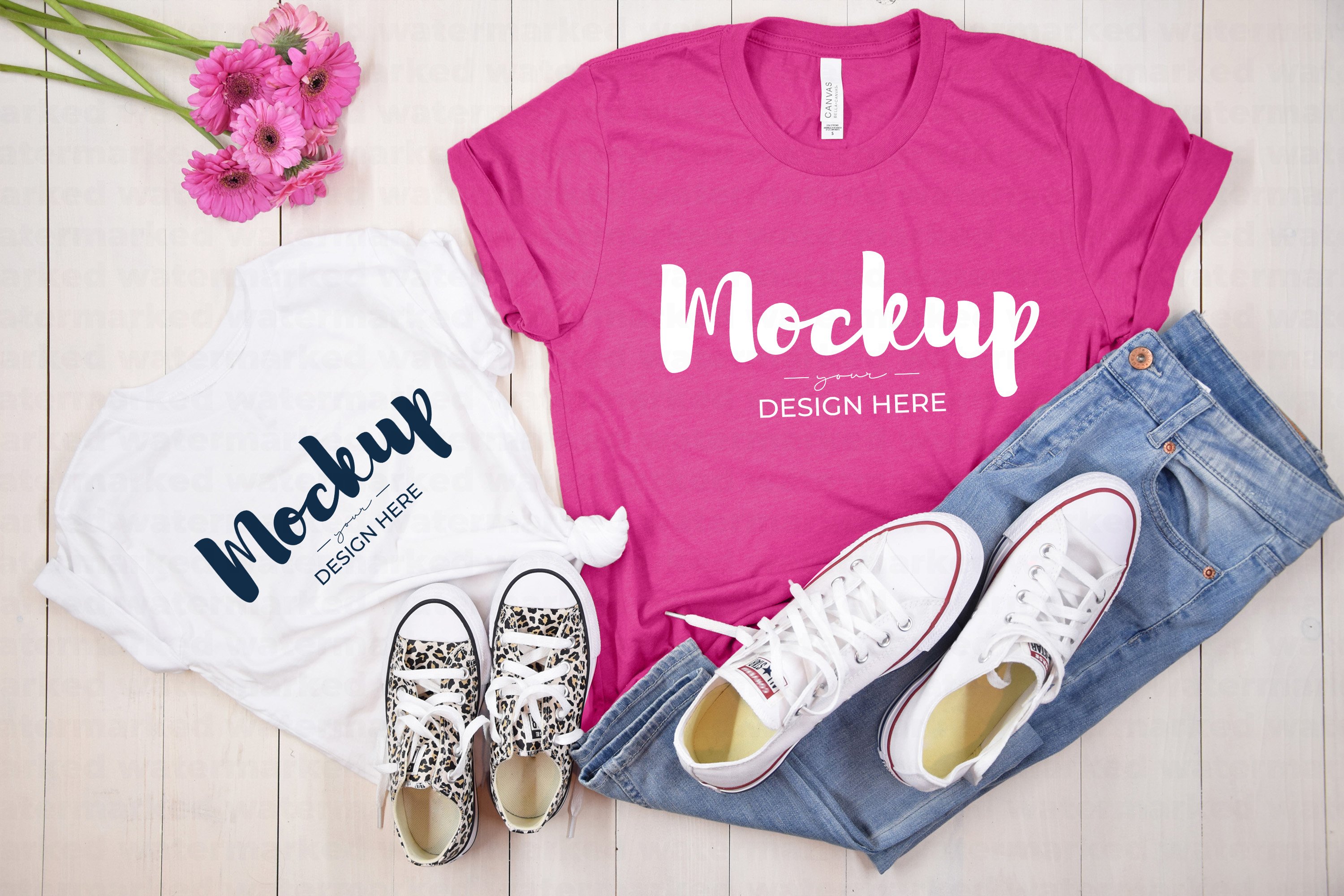 Mother Daughter Bella Canvas Berry T-Shirt Mockup (1294223)