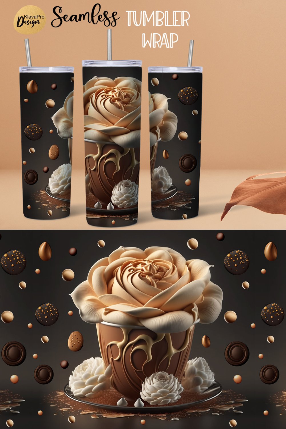 Coffee Rose Seamless Wrap for Tumbler 20 oz (2499106)