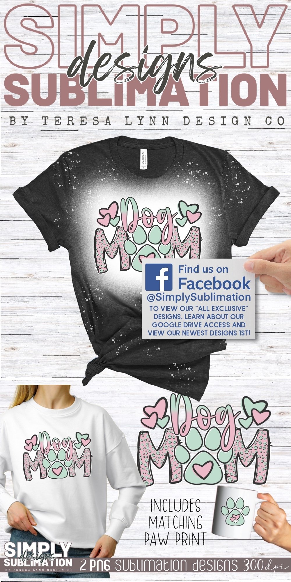 Dog Mom Sublimation Design | Includes Matching Paw Print Png