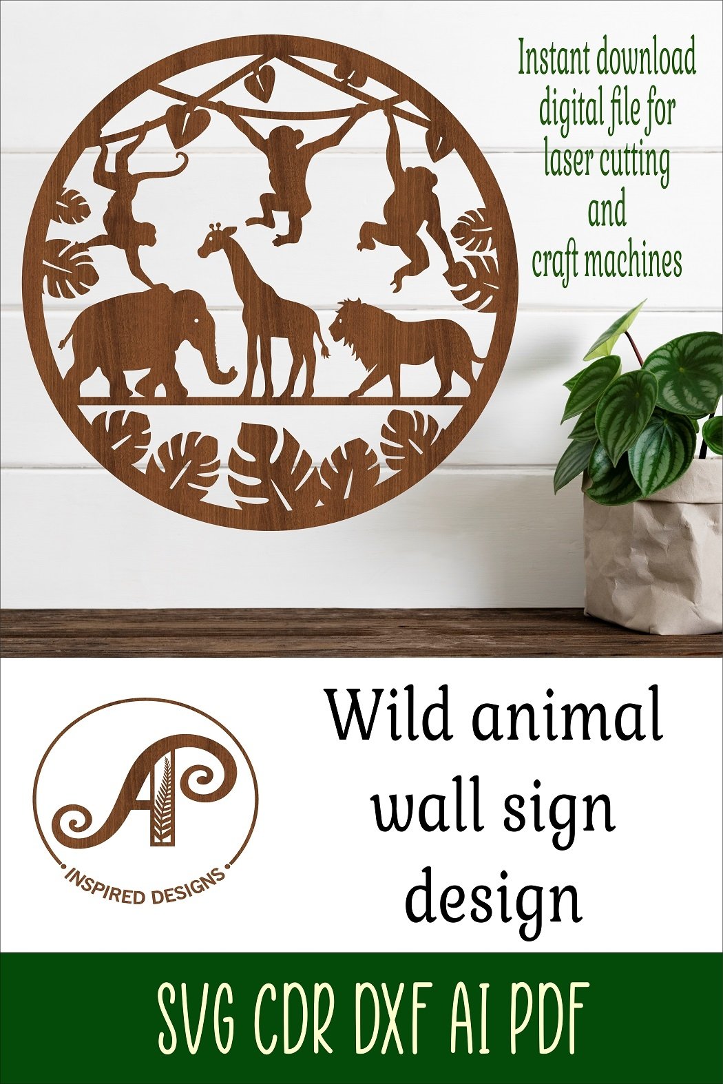 Wild animal wall art sign, SVG file. vector file