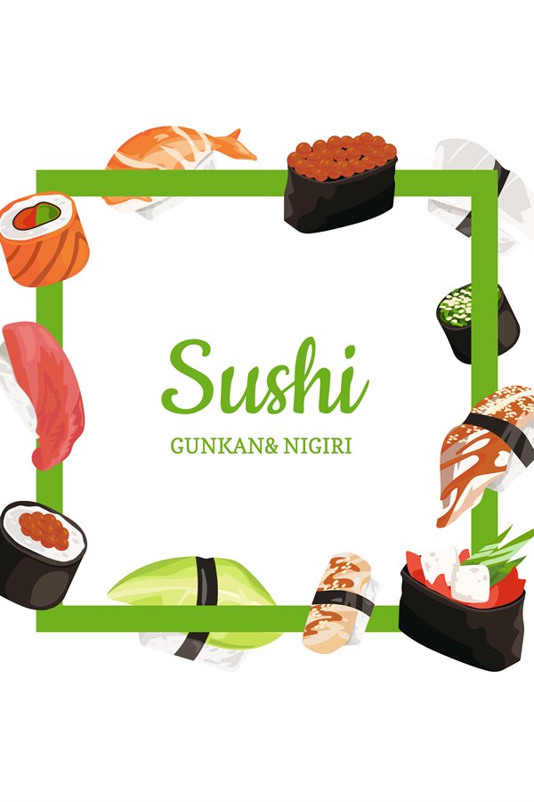 Vector cartoon sushi types (815272)