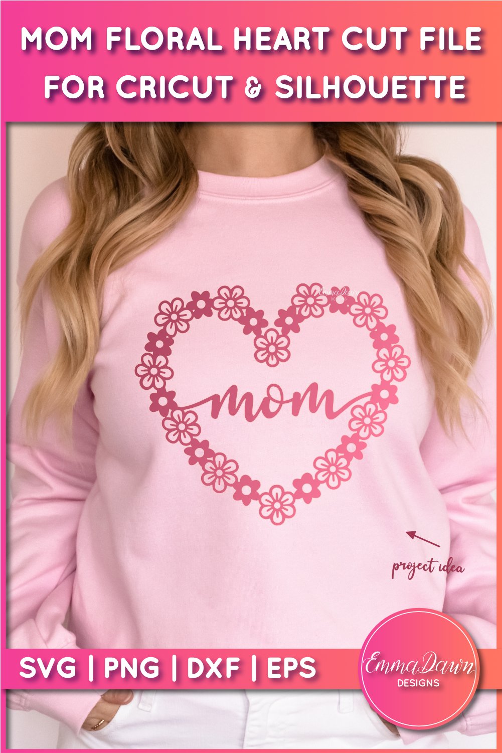 Mom Floral Heart SVG | Mothers Day Cut File
