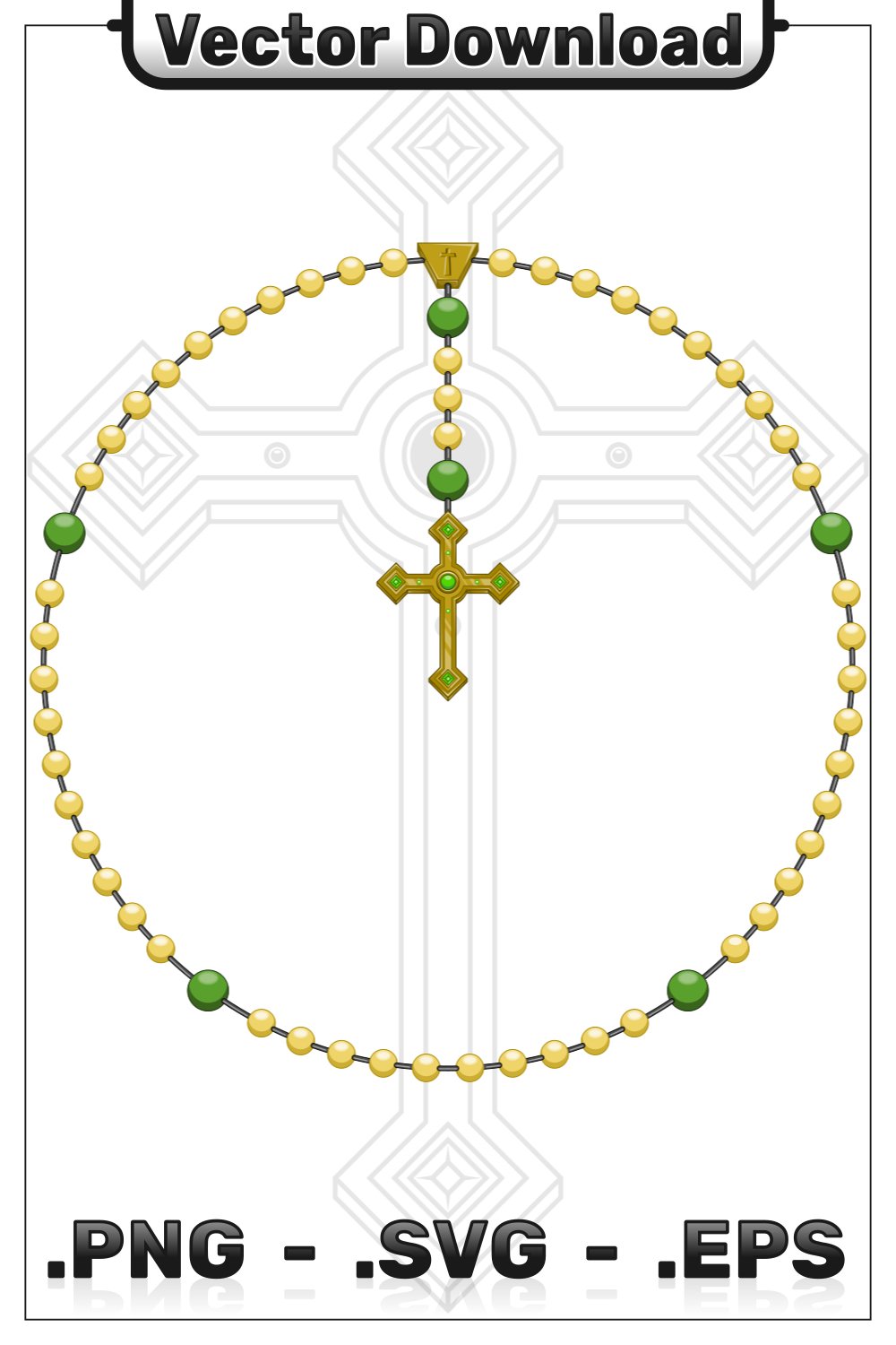 Vector Design Of Circular Rosary With Cross