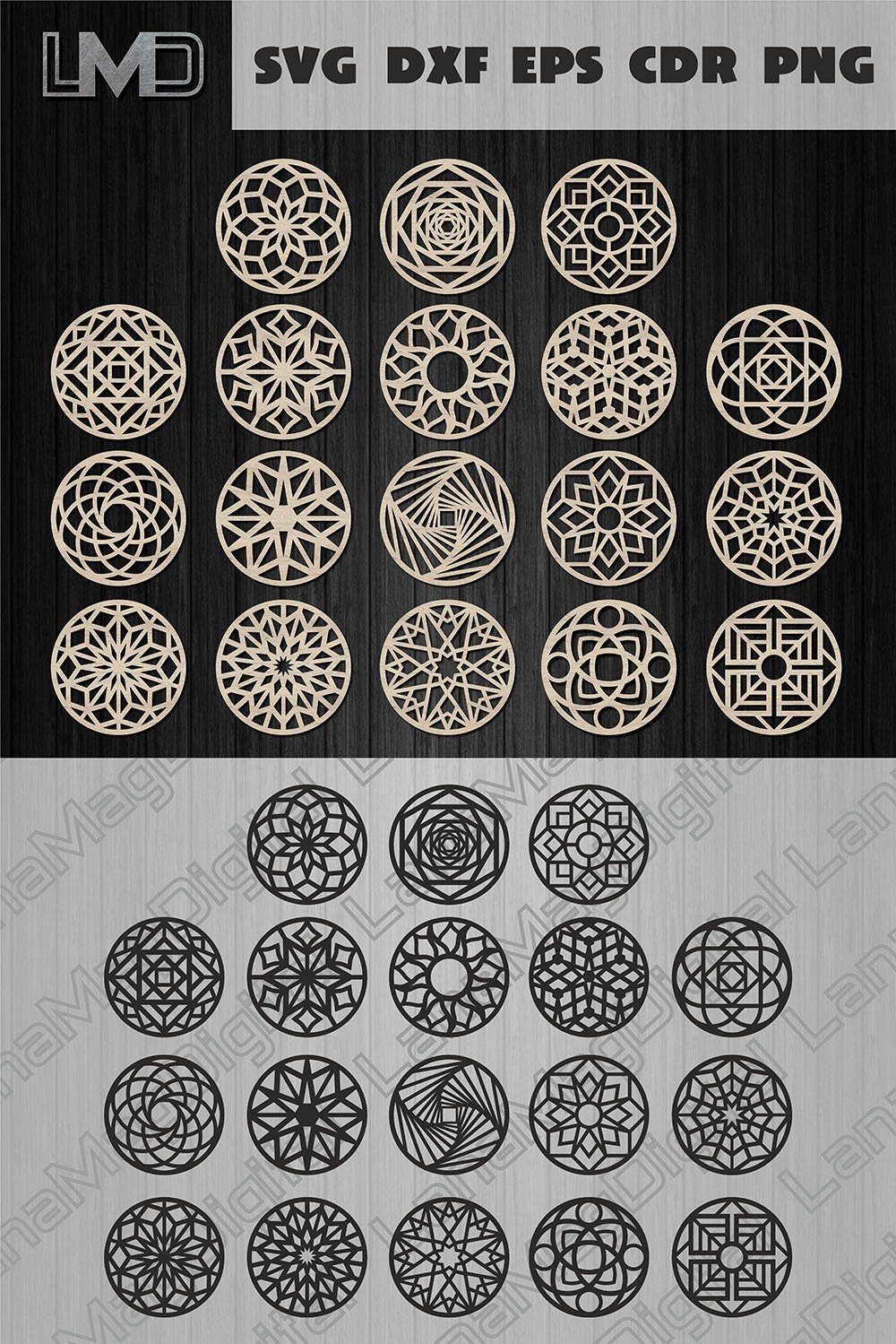 Round Mandala coasters svg Mandala wall decor cut file