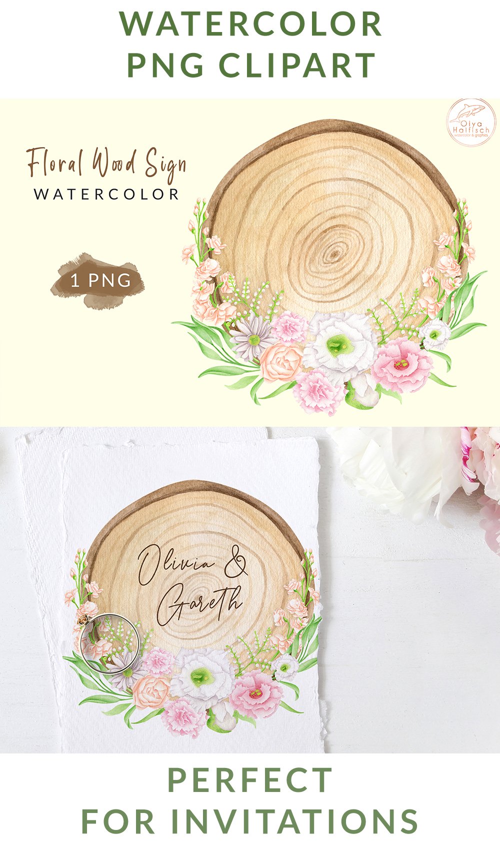 Watercolor Floral Wood Sign Board PNG Clipart