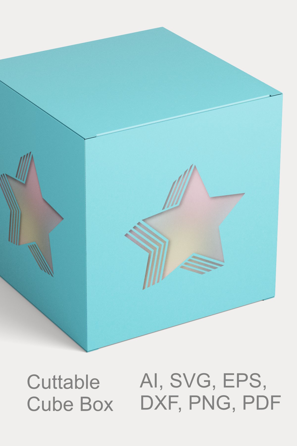 Striped Shadow Star Windows Cuttable Cube Gift Box SVG AI