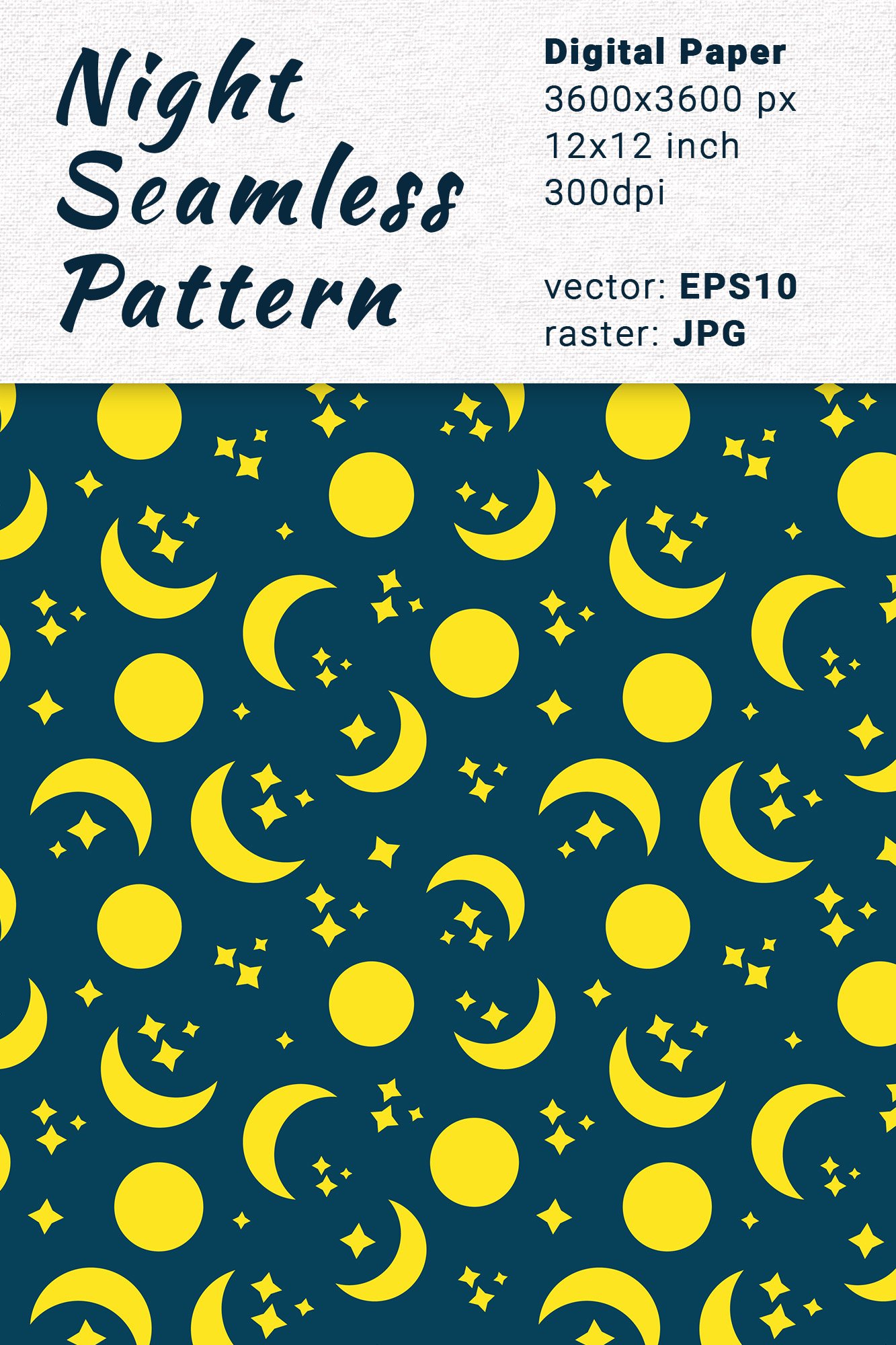 Night Digital Paper, Moon and Stars Seamless (766656)