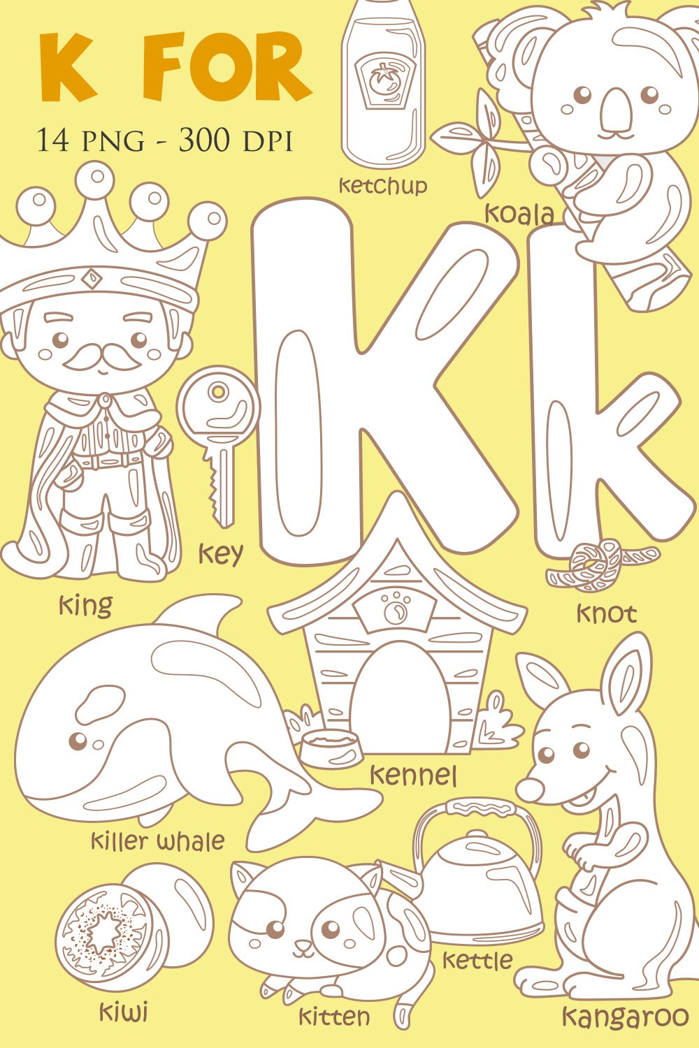 Alphabet K For Vocabulary Student Lesson Word Digital Stamp