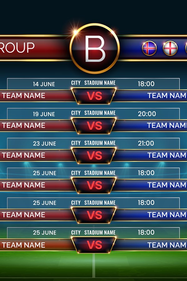 Football world cup schedule. Soccer calendar for matches in