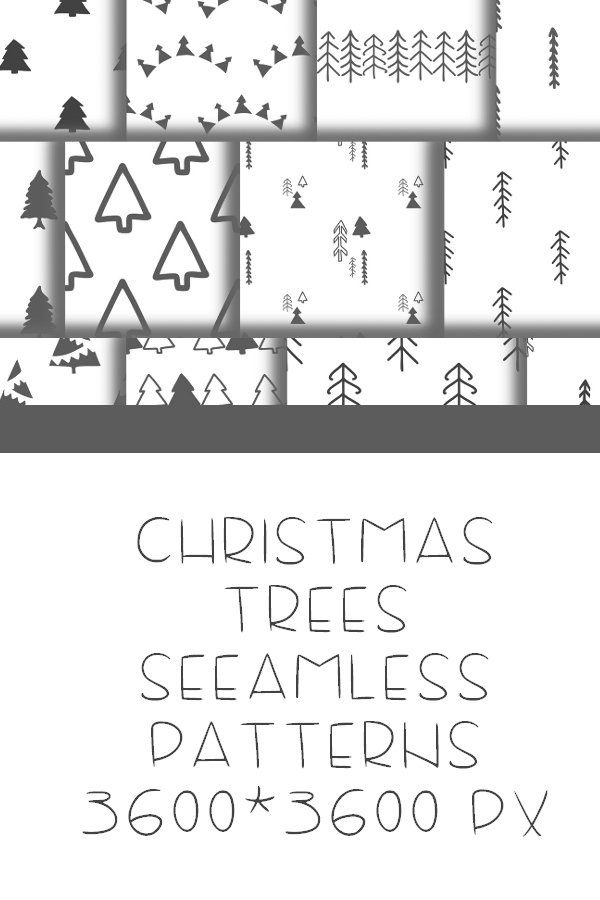 15 black and white christmas trees digital papers